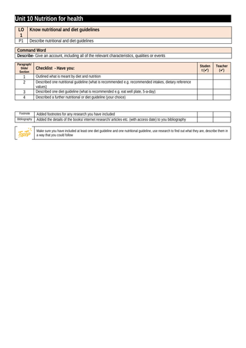 Cambridge Technical Health and Social Care Unit 10 Nutrition for health ... Cambridge Technical Health and Social Care Unit 10 Nutrition for health ...