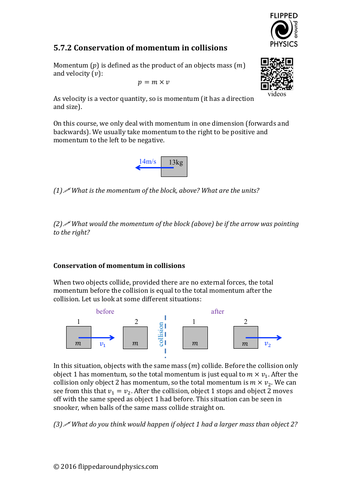 Conservation of momentum in collisions | Teaching Resources