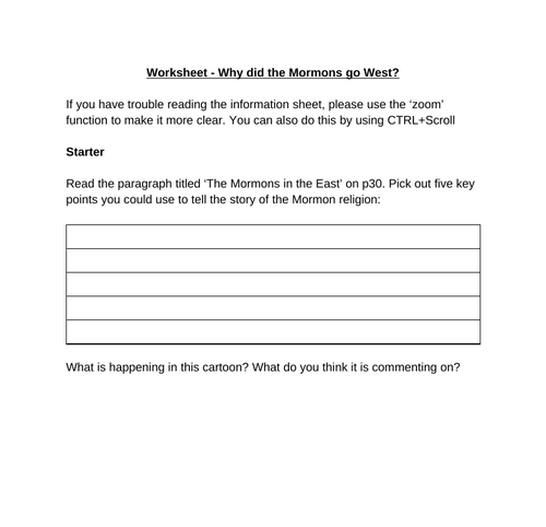 Remote Learning - Why did the Mormons go West? - GCSE American West | Teaching Resources