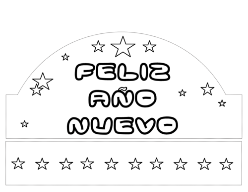 Feliz año nuevo 2025 coronas/gorros de fiesta para colorear Spanish new ...