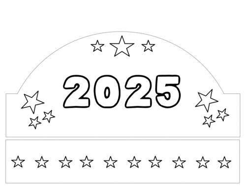 Feliz año nuevo 2025 coronas/gorros de fiesta para colorear Spanish new ...