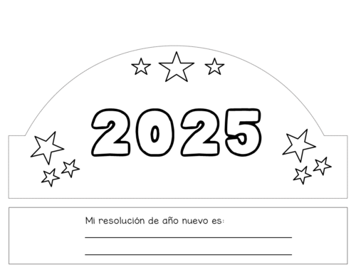 Feliz año nuevo 2025 coronas/gorros de fiesta para colorear Spanish new ...