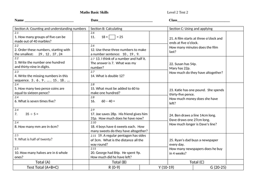 Old style level 2 quick maths sheets- good coverage | Teaching Resources
