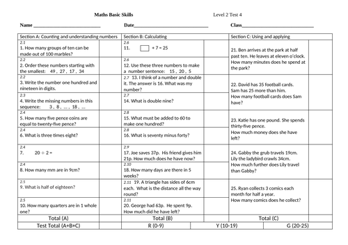 Old style level 2 quick maths sheets- good coverage | Teaching Resources