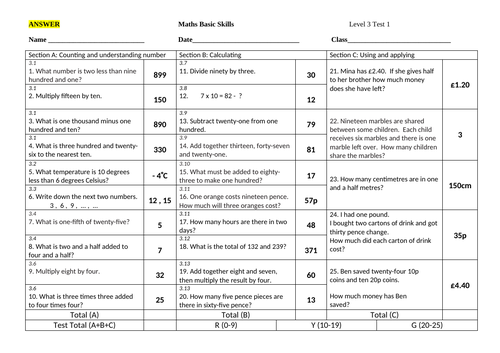 Old style level 3 quick maths questions. | Teaching Resources