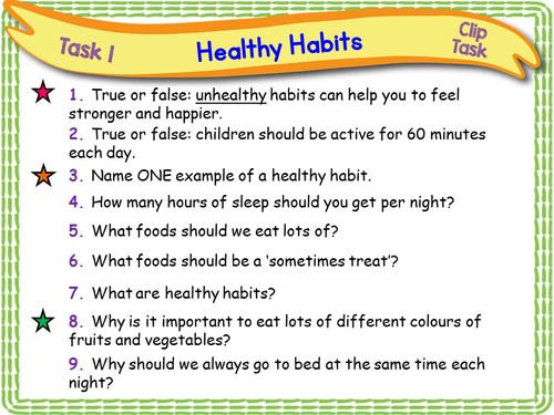 Healthy Habits - Routines KS1 | Teaching Resources