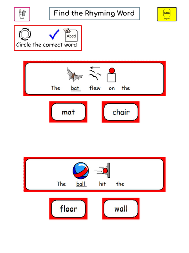 SEN - Rhyming words - Differentiated | Teaching Resources