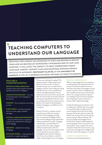 Artificial intelligence: teaching computers to understand our language ...