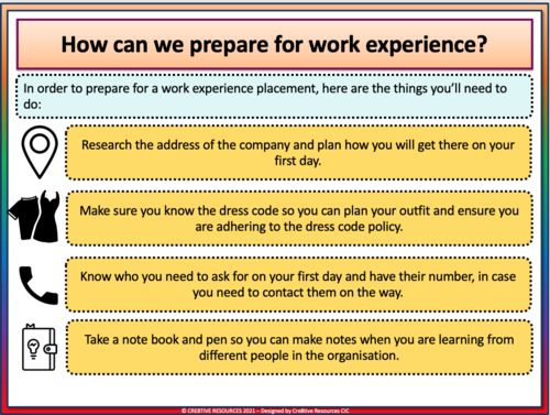 Preparing for work experience - Careers | Teaching Resources