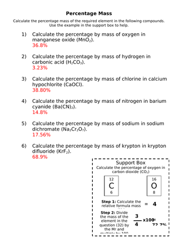 Chemistry Calculations Worksheet Gcse