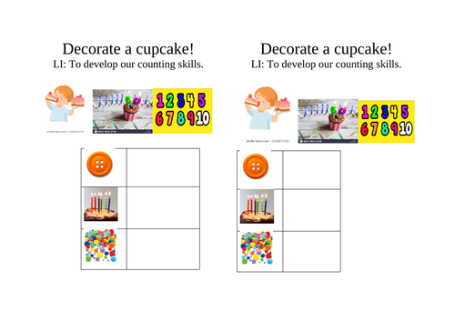 Counting to 10 and 20 Cupcake Decorating Activity | Teaching Resources