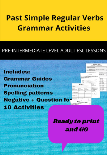 Past Tense Regular Verbs for Adult ESL Students | Teaching Resources