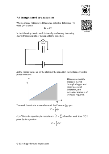 Energy stored by a capacitor | Teaching Resources