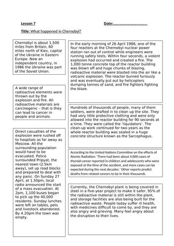 Chernobyl, What Happened? - KS3 (Key Stage 3) | Teaching Resources