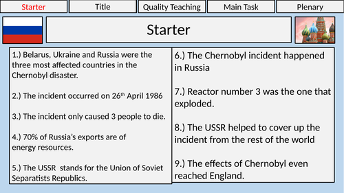 Effects of Chernobyl - KS3 (Key Stage 3) | Teaching Resources