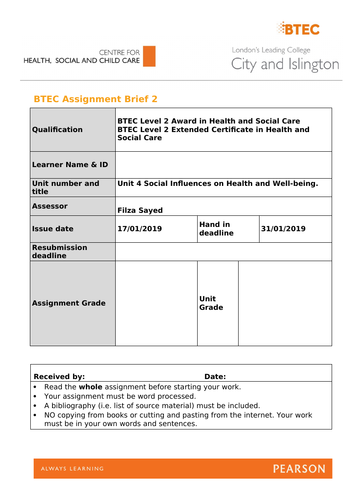 Unit 4 Social Influences on Health and Social Care | Teaching Resources