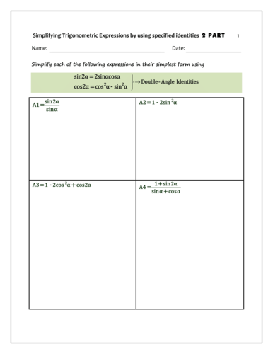 TRIG IDENTITIES- Double,Half -Angle,Angle-Sum&-Difference,Sum&Product ...