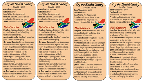 Cry the Beloved Country GCSE Revision Bookmark | Teaching Resources
