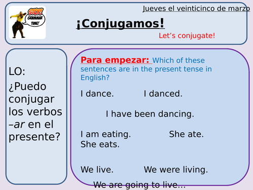 Introduction to -AR Conjugation (Present) | Teaching Resources