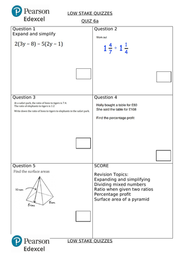 Year 11 Higher GCSE maths starter quiz | Teaching Resources