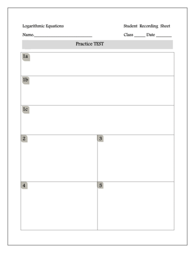 Logarithmic Equations - 2 Multiple-Choice Tests & HW (28 problems ...