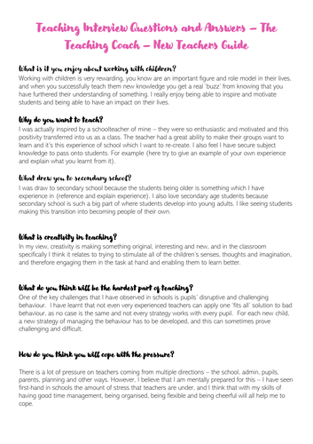 Teaching Interview Questions and Answers | New Teachers Guide ... Teaching Interview Questions and Answers | New Teachers Guide ...