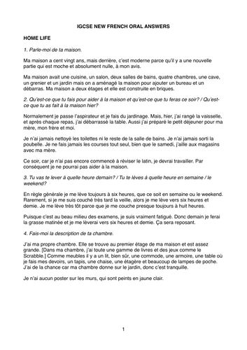 French GCSE Oral Model Answers | Teaching Resources French GCSE Oral Model Answers | Teaching Resources