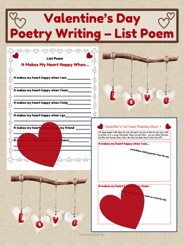 Poetry Writing - Valentine's Day List Poem | Teaching Resources
