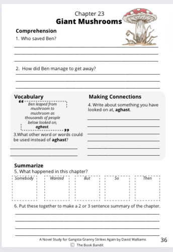 Gangsta Granny Strikes Again Novel Study and Comprehension Questions ...