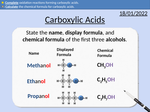 GCSE Chemistry: Carboxylic Acids | Teaching Resources