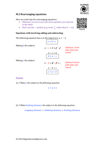 Rearranging equations | Teaching Resources
