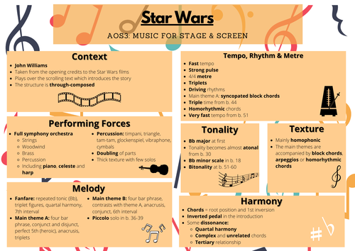 AoS3: Music for Stage & Screen Knowledge Organisers | Teaching Resources