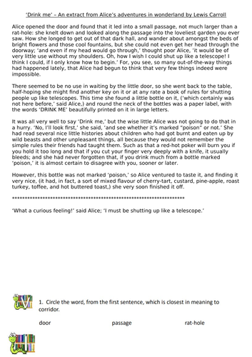 Y3/4 - 'Drink Me' - VIPERS Guided Reading Questions and text | Teaching ...