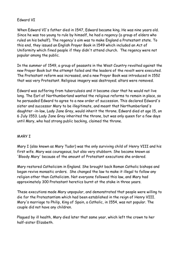 Religion Tudor Times | Teaching Resources