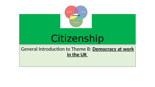 Citizenship (GCSE) Theme B: Democracy in the UK. Topic 1: Political ...