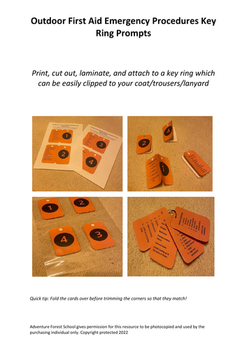 Outdoor First Aid Emergency Procedure Prompt Cards | Teaching Resources