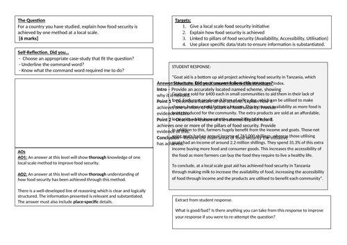 Geography - Resource Reliance - Feed Forward Sheet | Teaching Resources