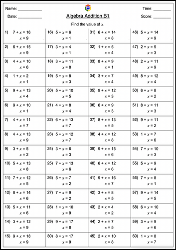 12 Algebraic Operation Worksheet B | Teaching Resources