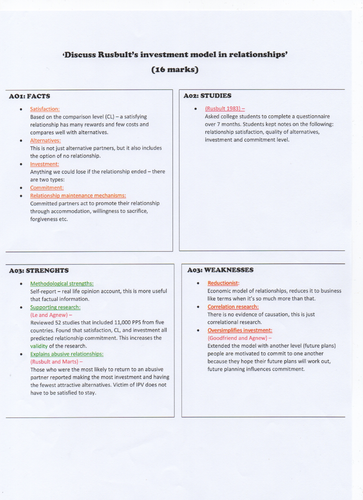 A LEVEL PSYCHOLOGY - RELATIONSHIPS 16 MARK ESSAY PLANS (AQA) | Teaching ...