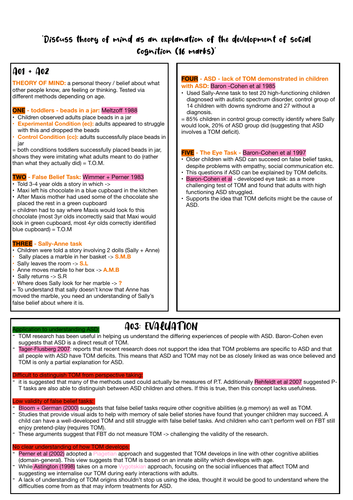 A LEVEL PSYCHOLOGY - COGNITION + DEVELOPMENT 16 MARK ESSAY PLANS (AQA ...