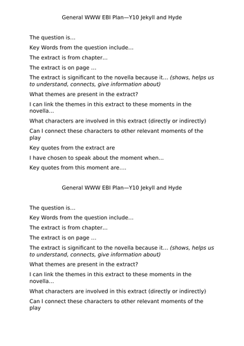 20 Lesson SOW Jekyll and Hyde AQA | Teaching Resources