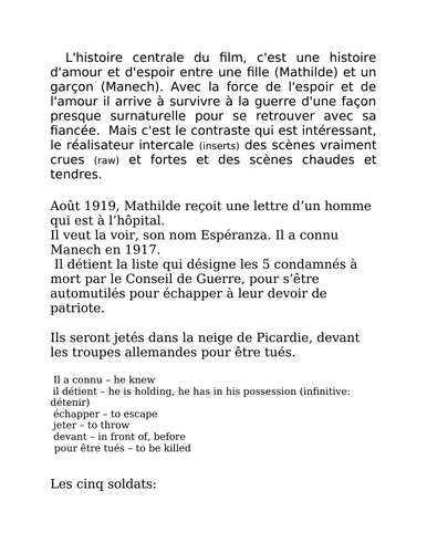 UN LONG DIMANCHE DE FIANÇAILLES - examples paragraphs, sentences and ...