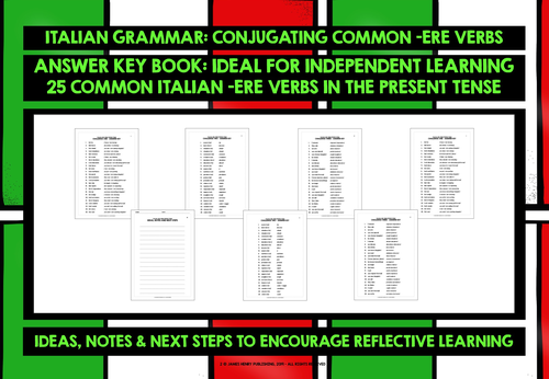 ITALIAN ERE VERBS PRESENT TENSE | Teaching Resources
