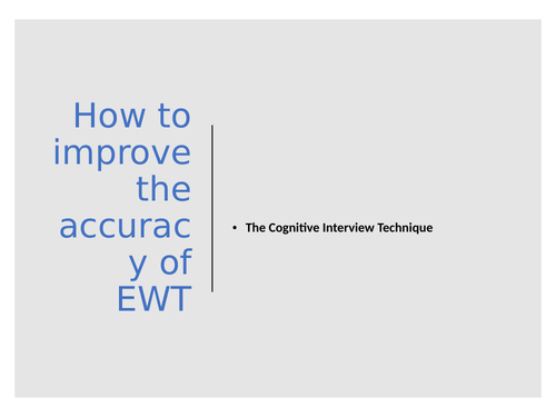 A level psychology AQA: Memory - cognitive interview | Teaching Resources