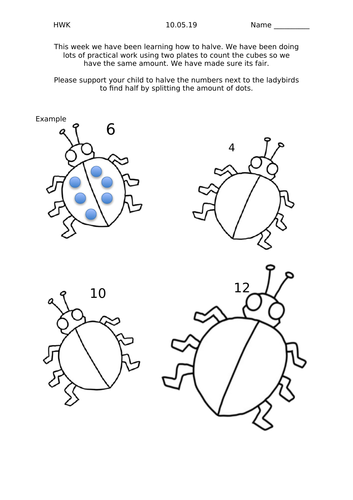 EYFS halving homework sheet | Teaching Resources
