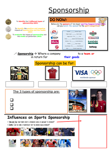 Sponsorship - AQA GCSE SPEC | Teaching Resources