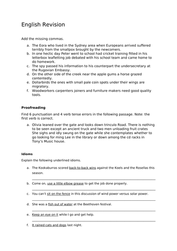 High School English Revision | Teaching Resources