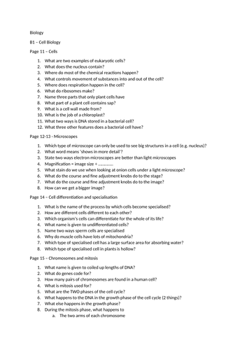 B1 revision questions to match CGP foundation revision guide | Teaching ...