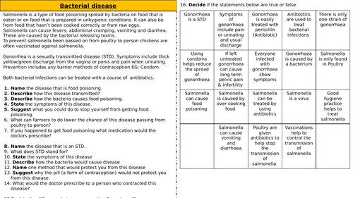Bacterial Diseases - Worksheet - Higher & Foundation (SPEC 3, AQA ...