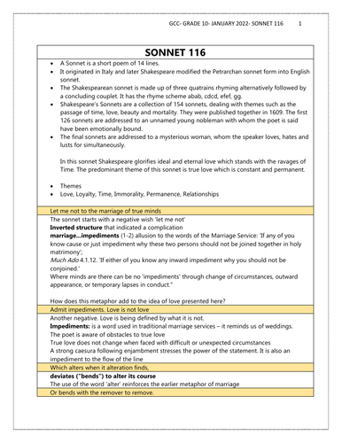 Sonnet 116 | Teaching Resources